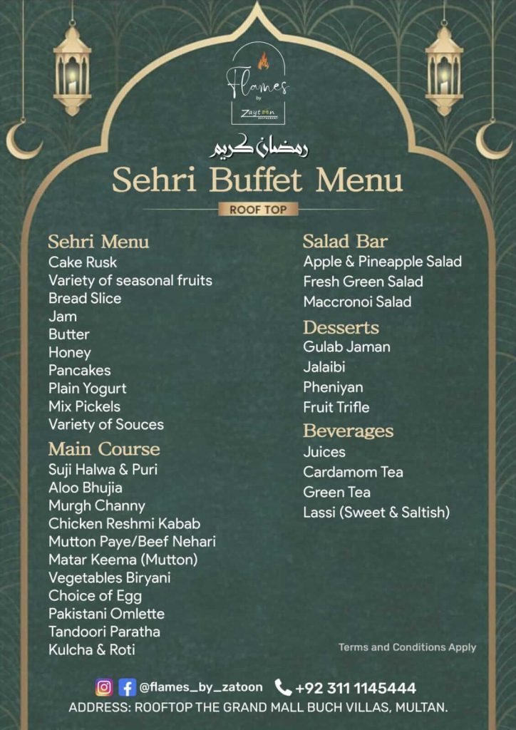 Best 10 Sehri Buffet in Multan You Must Try This Ramadan!